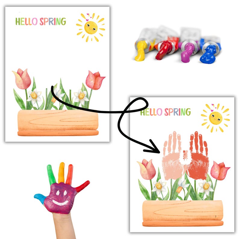 Spring Handprint Footprint Art | Kids Craft Activity (PDF) - Etsy
