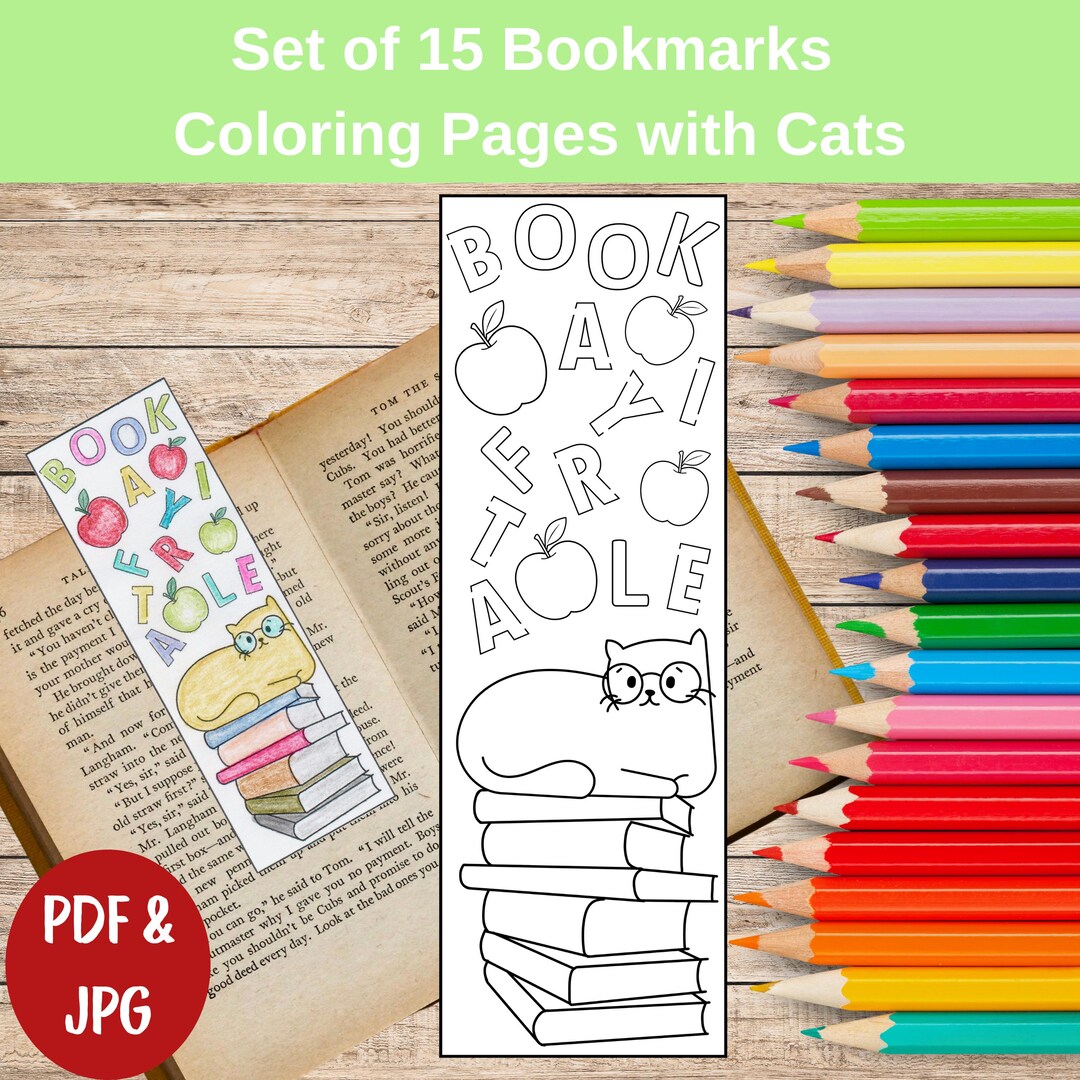 Bookmarks With Cats – Set of Coloring Bookmarks for Kids | Coloring ...