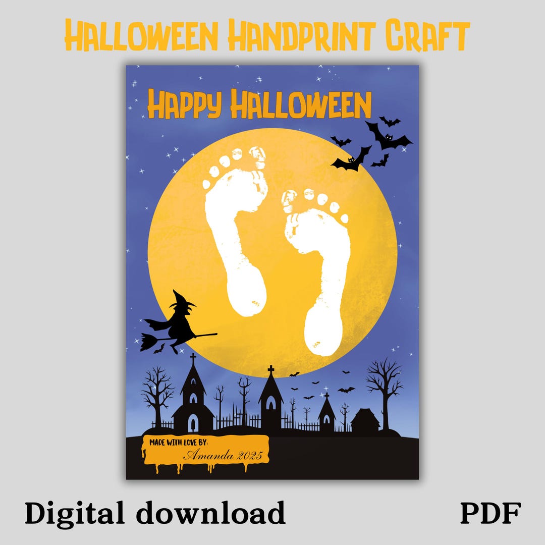 Handprint Halloween Craft for Kids | Printable Halloween Art Templates ...