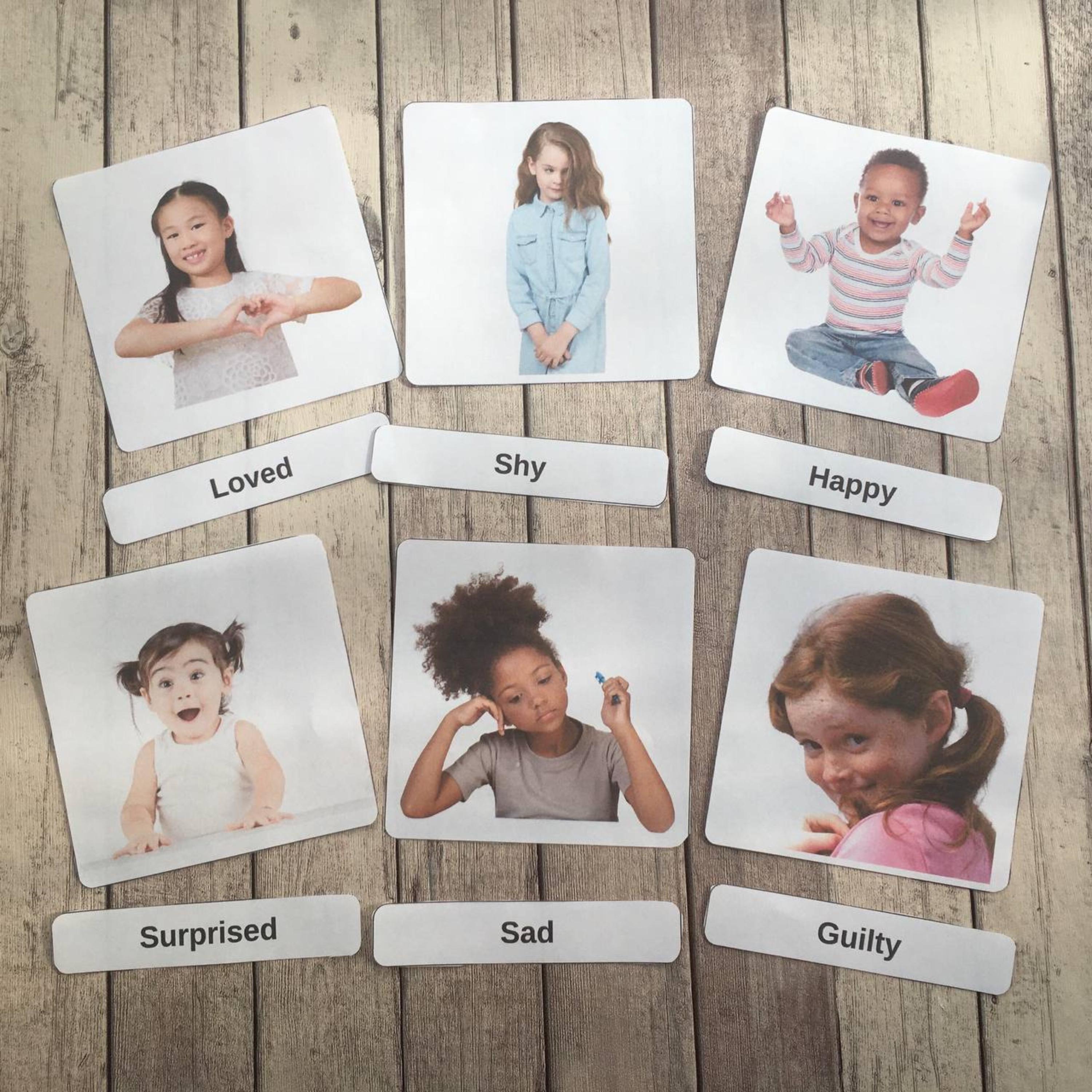 Emotion Flashcards for Kids Real Photo| Feelings Flash Cards | Social ...