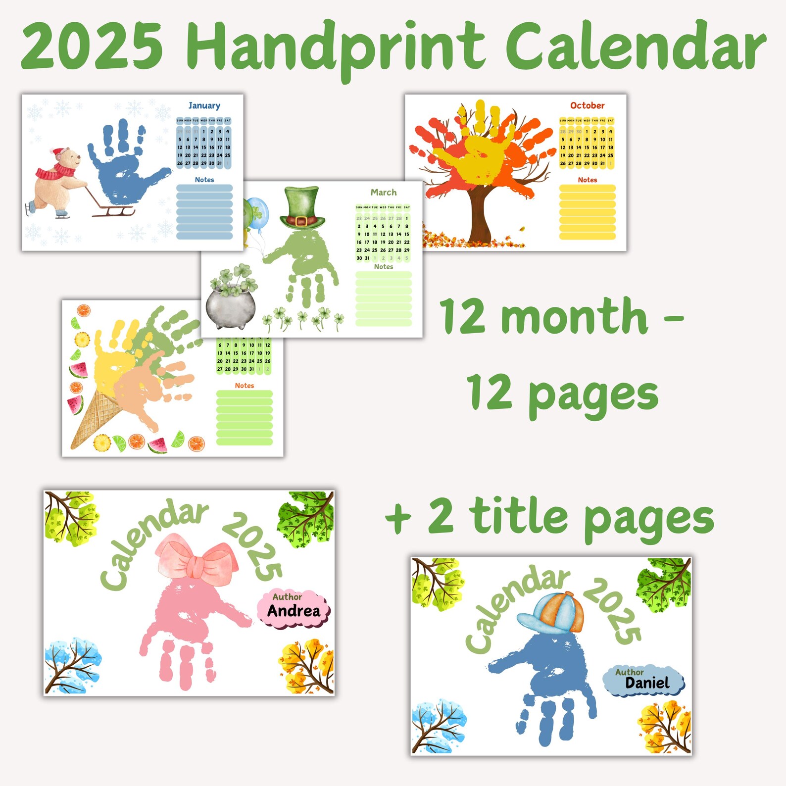 2025 Handprint Calendar | Handprint Art Craft | Kids Keepsake Gift ...