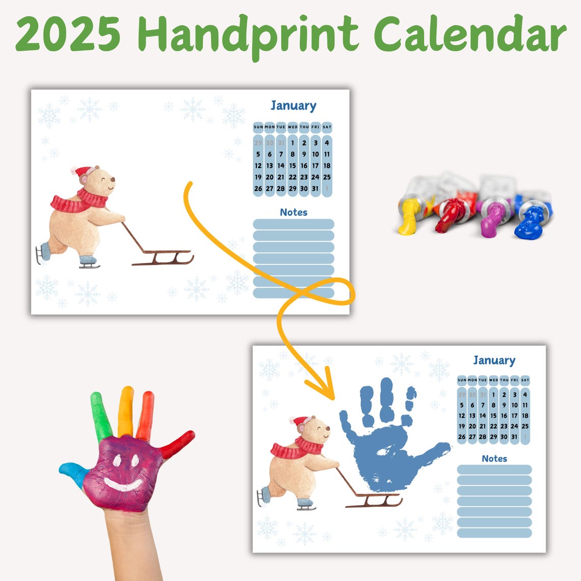 2025 Handprint Calendar | Handprint Art Craft | Kids Keepsake Gift ...