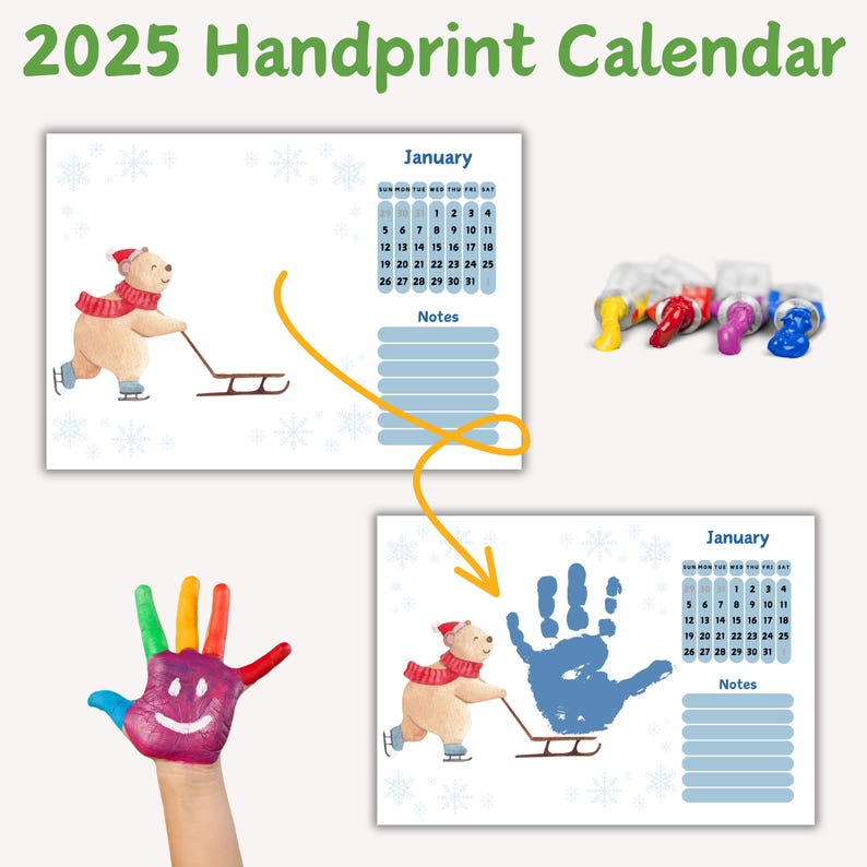 2025 Handprint Calendar | Handprint Art Craft | Kids Keepsake Gift ...