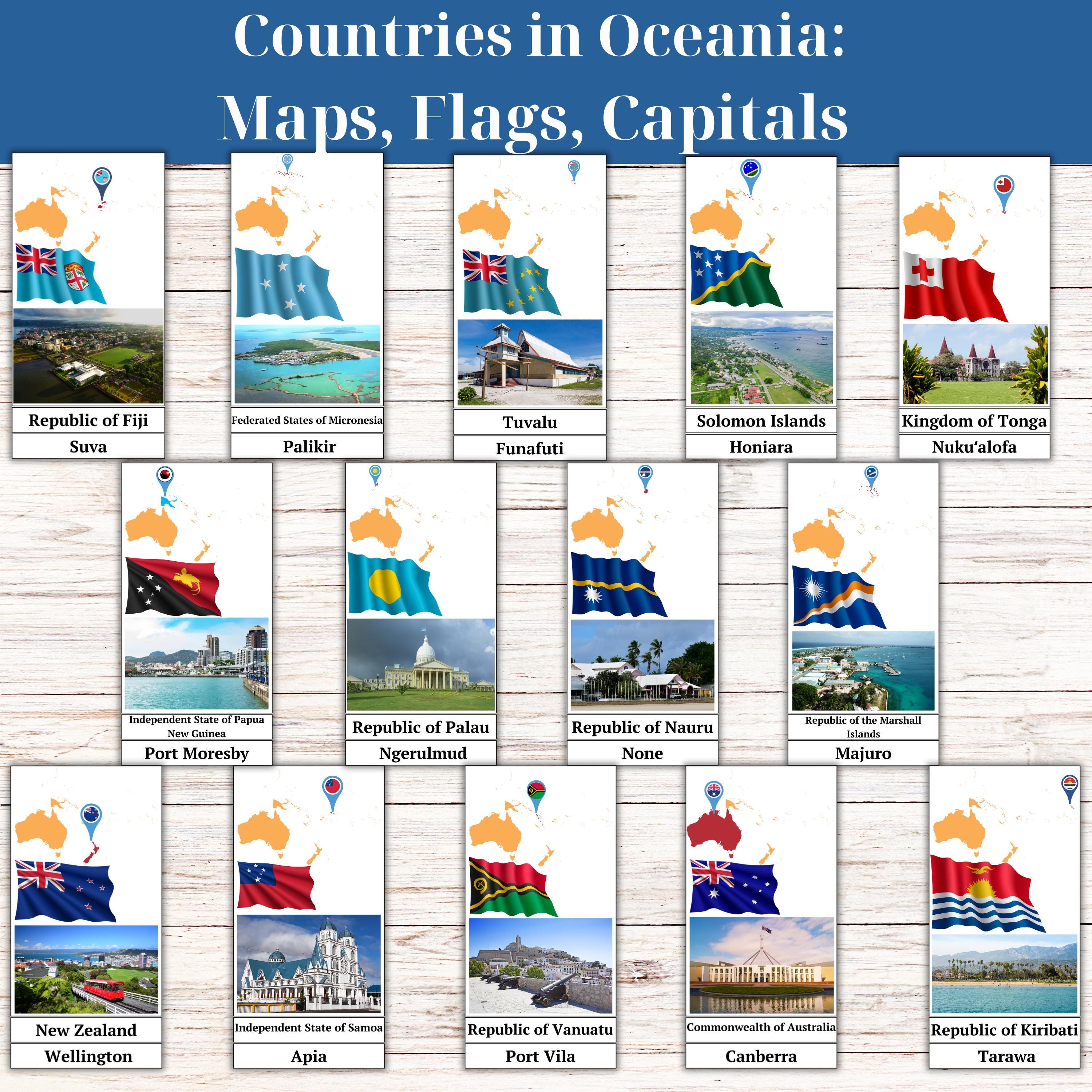 Explore Countries in Oceania: Fun Flashcards With Maps, Flags ...