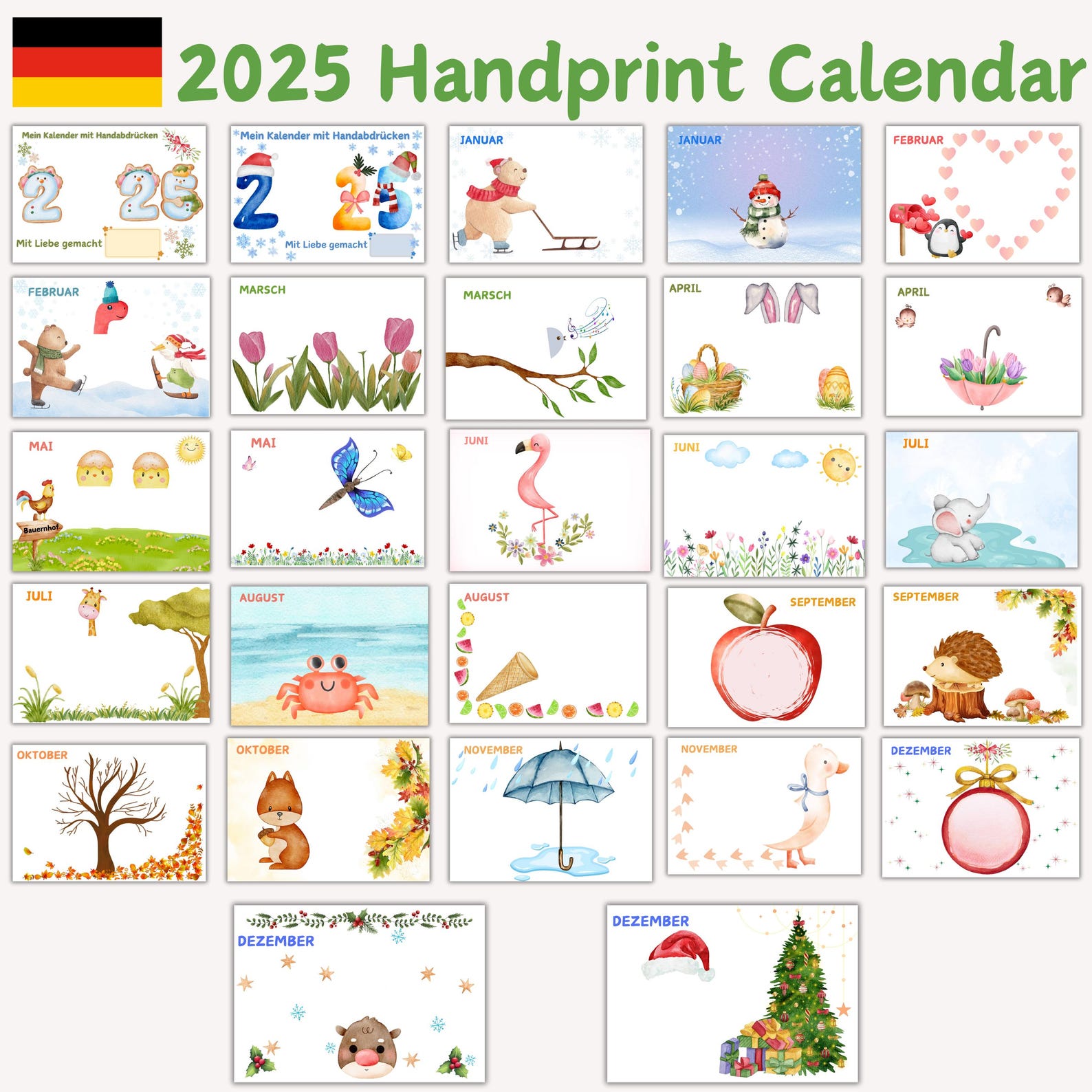 2025 German Calendar With Handprint Art: Handprint Art Craft | Memory ...
