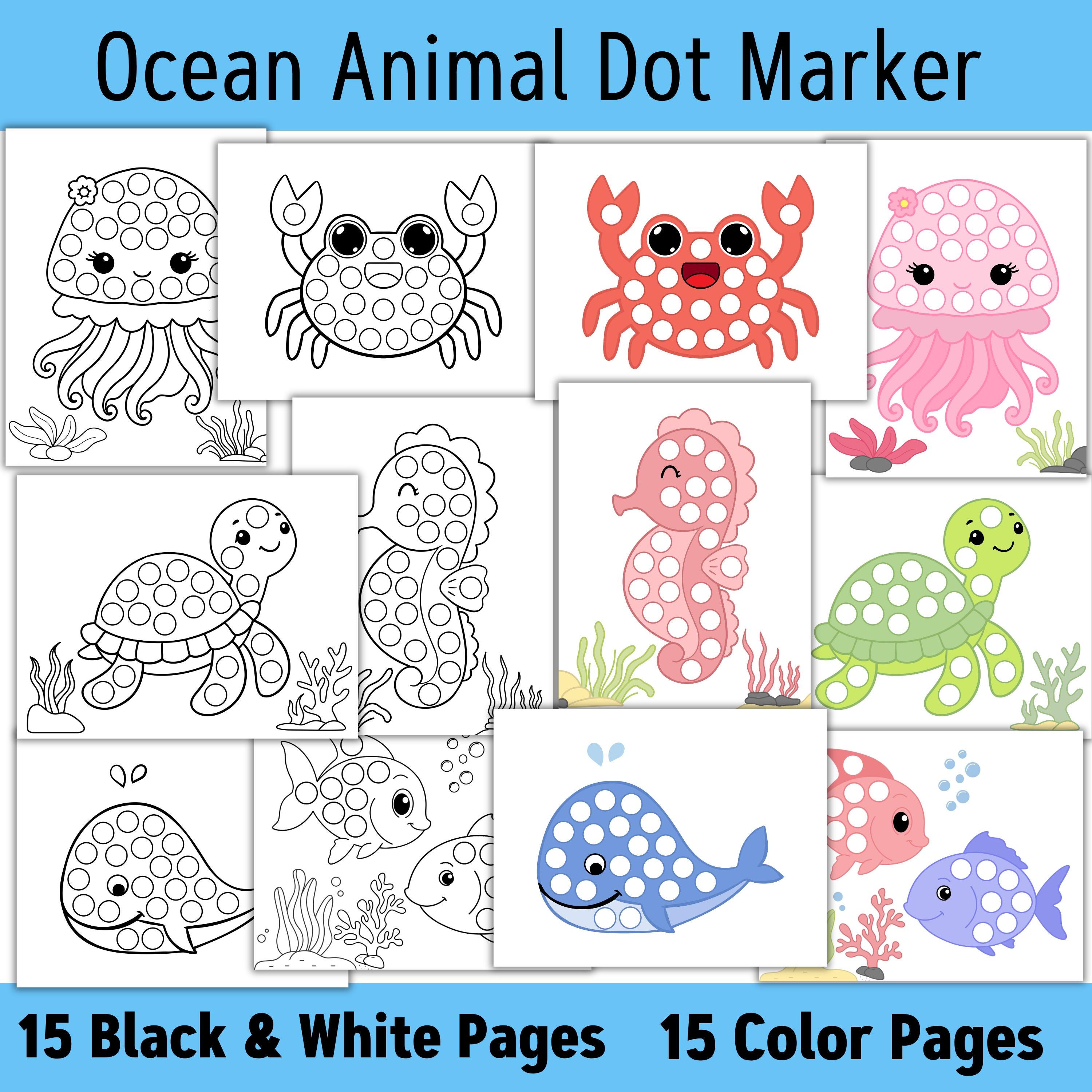 Ocean Animals Dot Marker Coloring Pages, Sea Creatures Activity ...