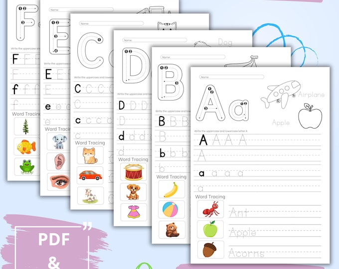 26 Printable Trace the Alphabet Worksheets, Preschool-kdg Phonics ...