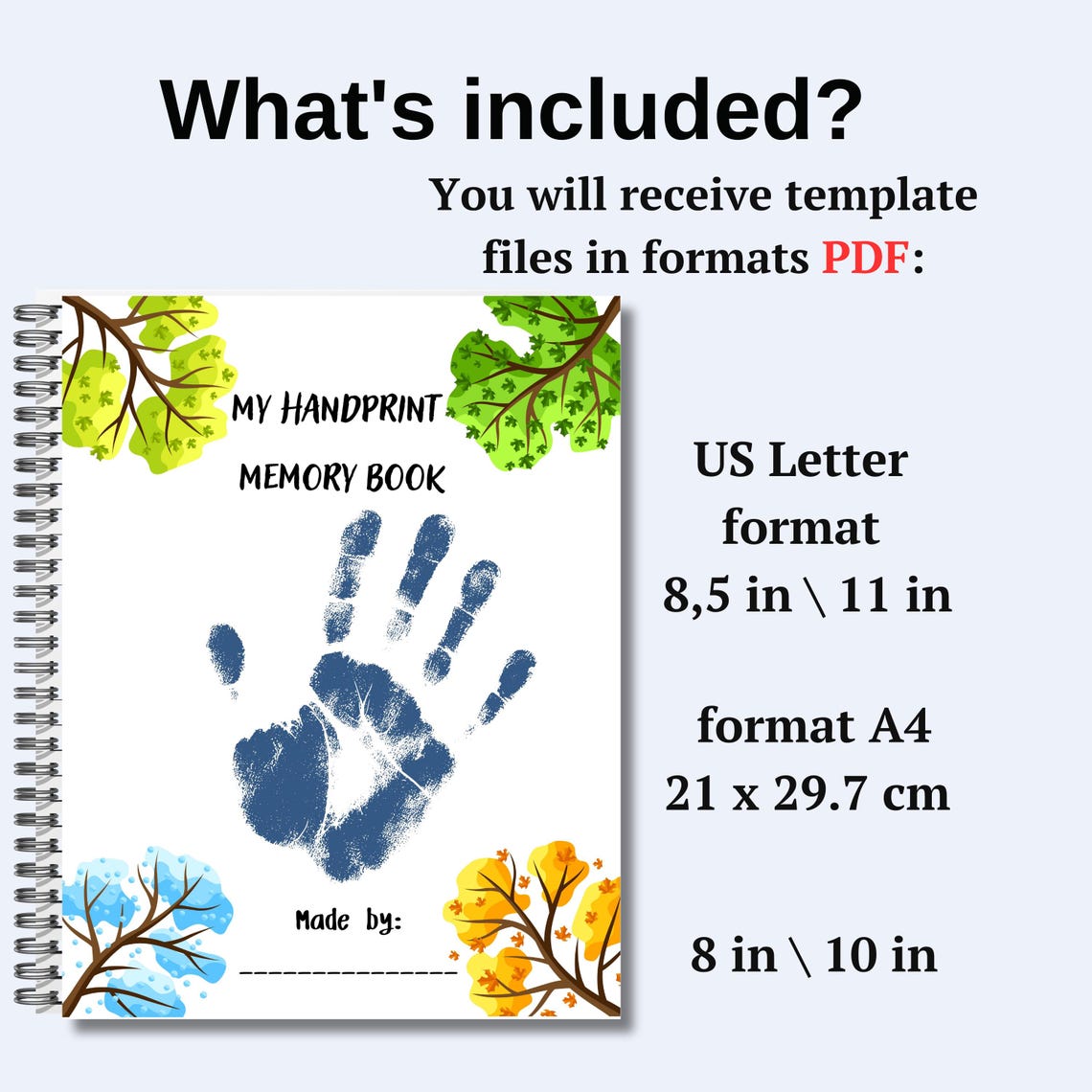 Handprint Art Keepsake: 12-month Memory Book (PDF Download A4/letter ...