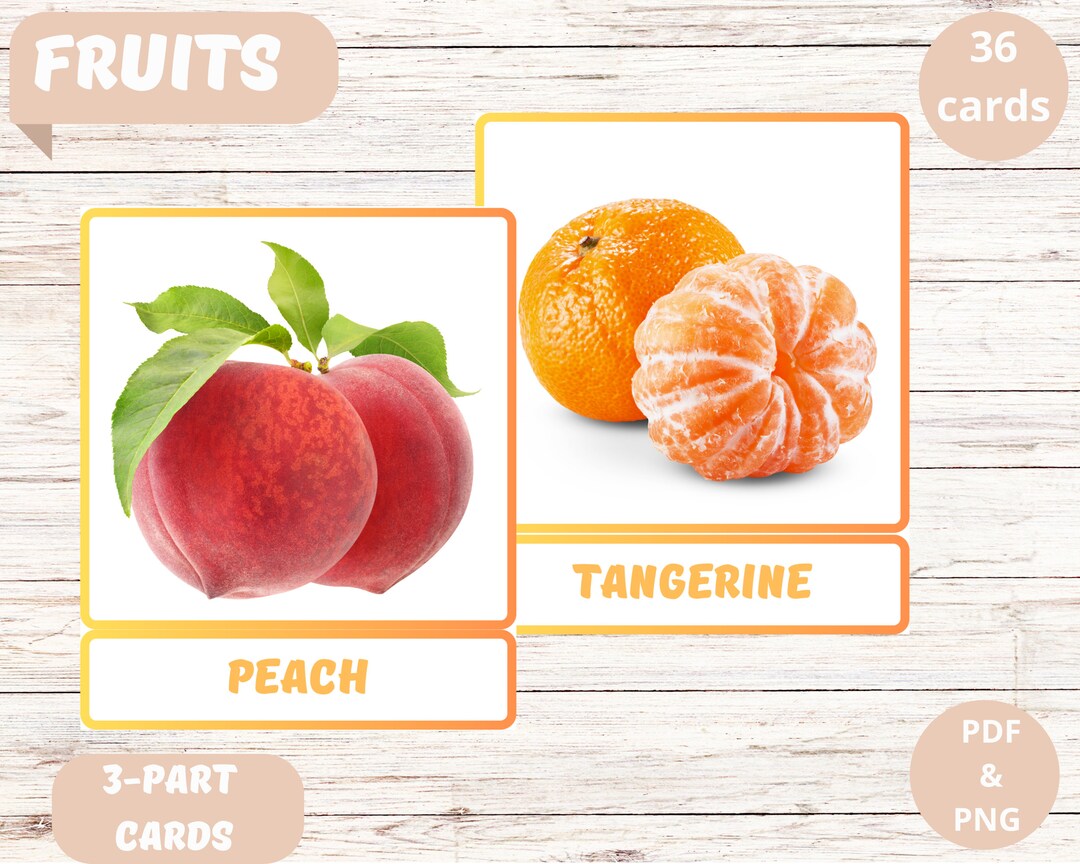 Educational Fruits Flashcards for Kids| 36 Fruits Three-part Cards ...