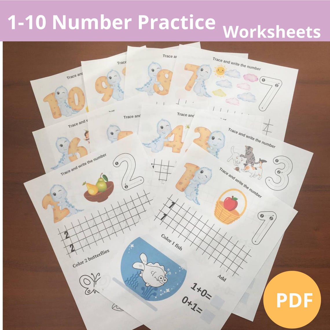Worksheets Number Practice 1-10 Counting, Writing Kindergarten Addition ...