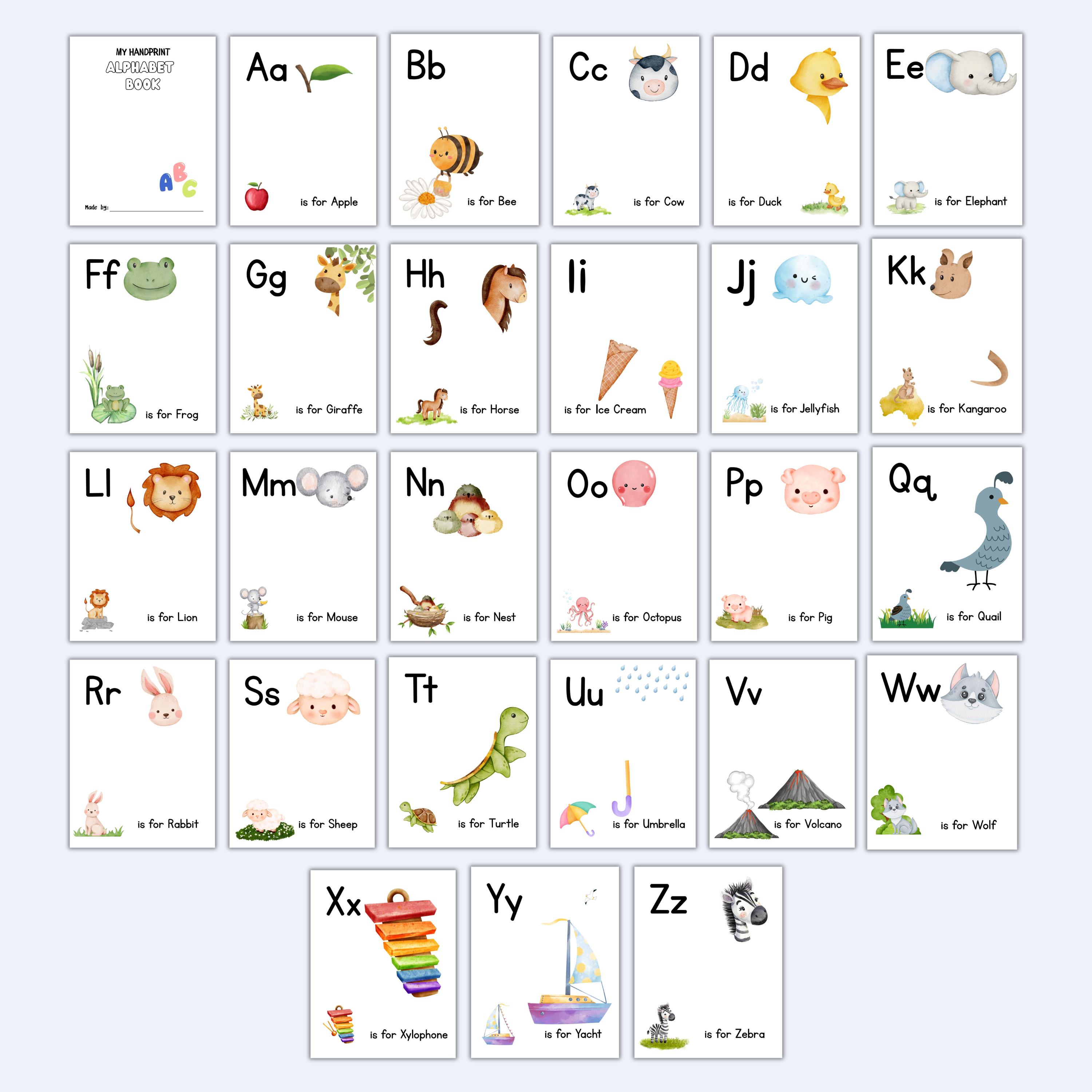 Handprint Alphabet Art Book: A-Z Kids Craft, Preschool Activity ...
