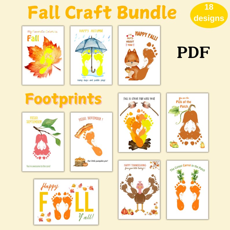 Fall Handprint & Footprint Art: Kids Autumn Keepsake (PDF Download) - Etsy