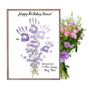 Handprint Flower Birthday Poster for Grandma: DIY Gift (digital ...