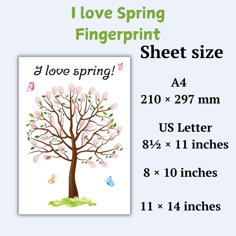 I Love Spring! – Fingerprint Template | Tree Fingerprint Art ...