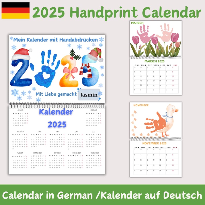 2025 German Calendar With Handprint Art: Handprint Art Craft | Memory ...