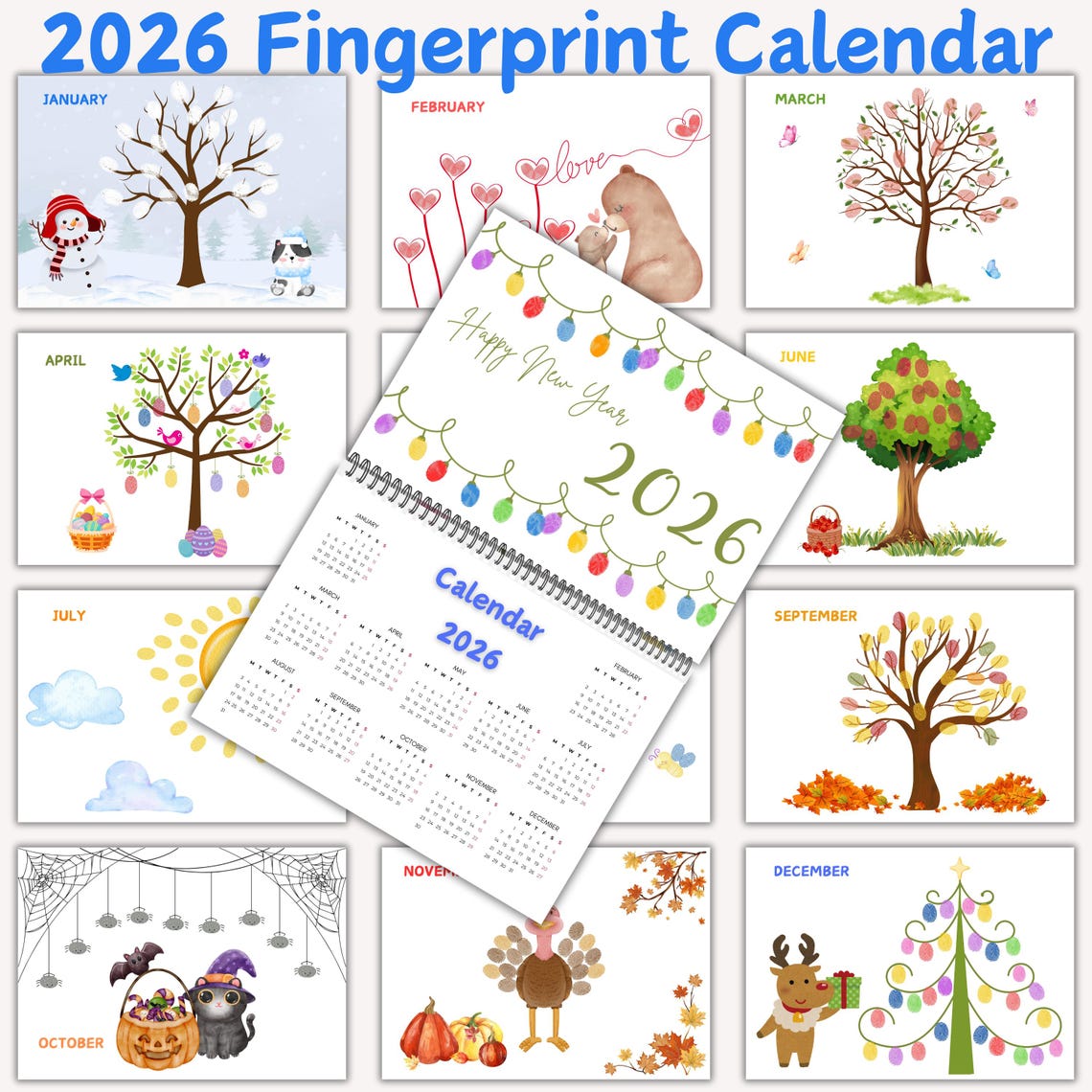 2026 Fingerprint Calendar DIY Craft: Kids Keepsake Gift (printable ...