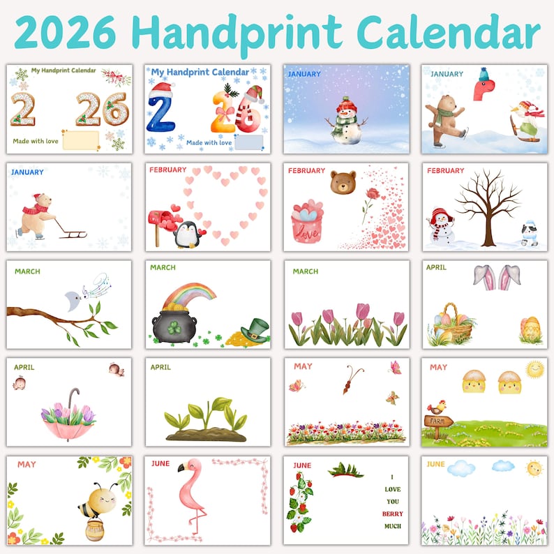 2026 Handprint Art Calendar: DIY Craft Keepsake (digital Download) - Etsy