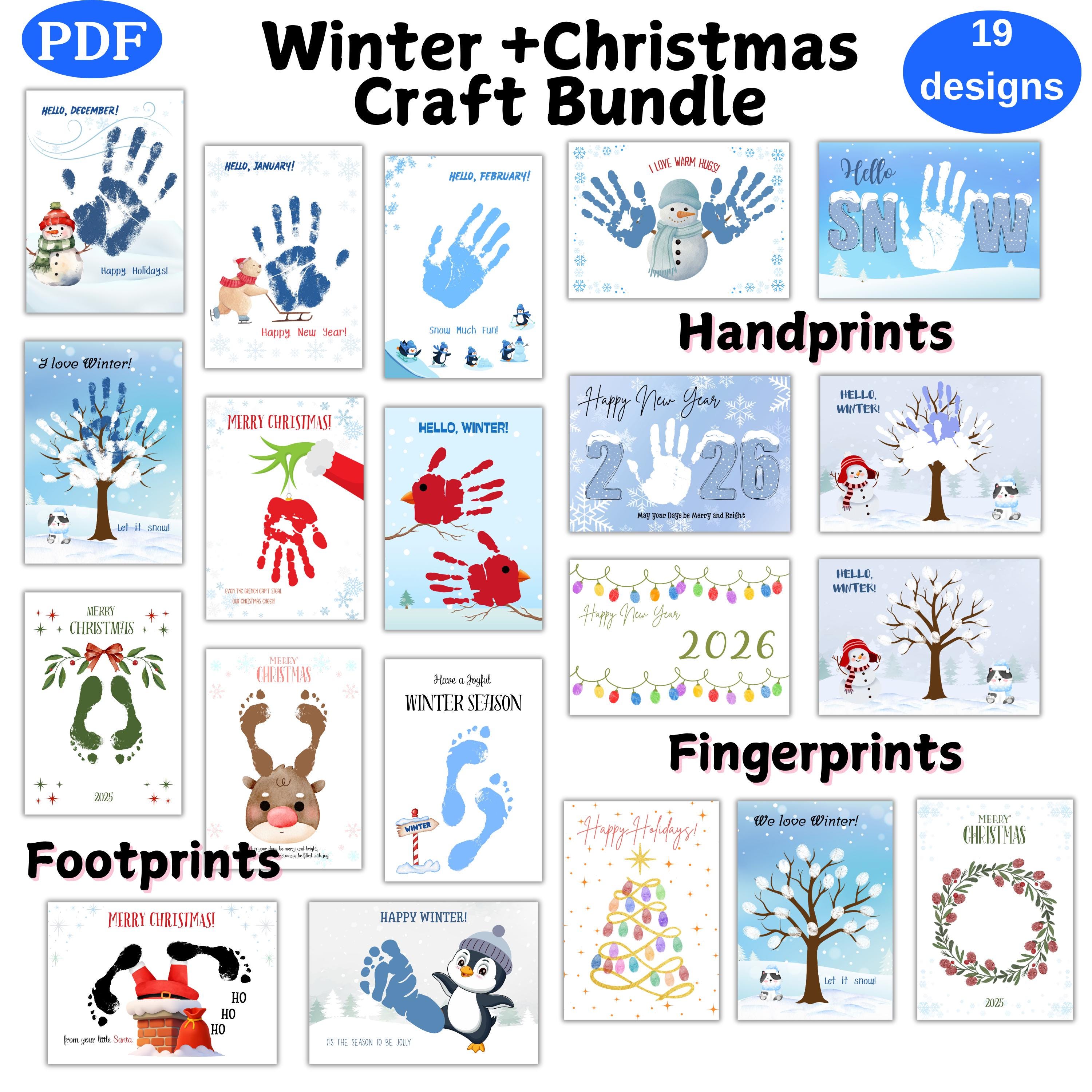 Winter Christmas Handprint Art: Kids Craft Bundle (digital Download) - Etsy