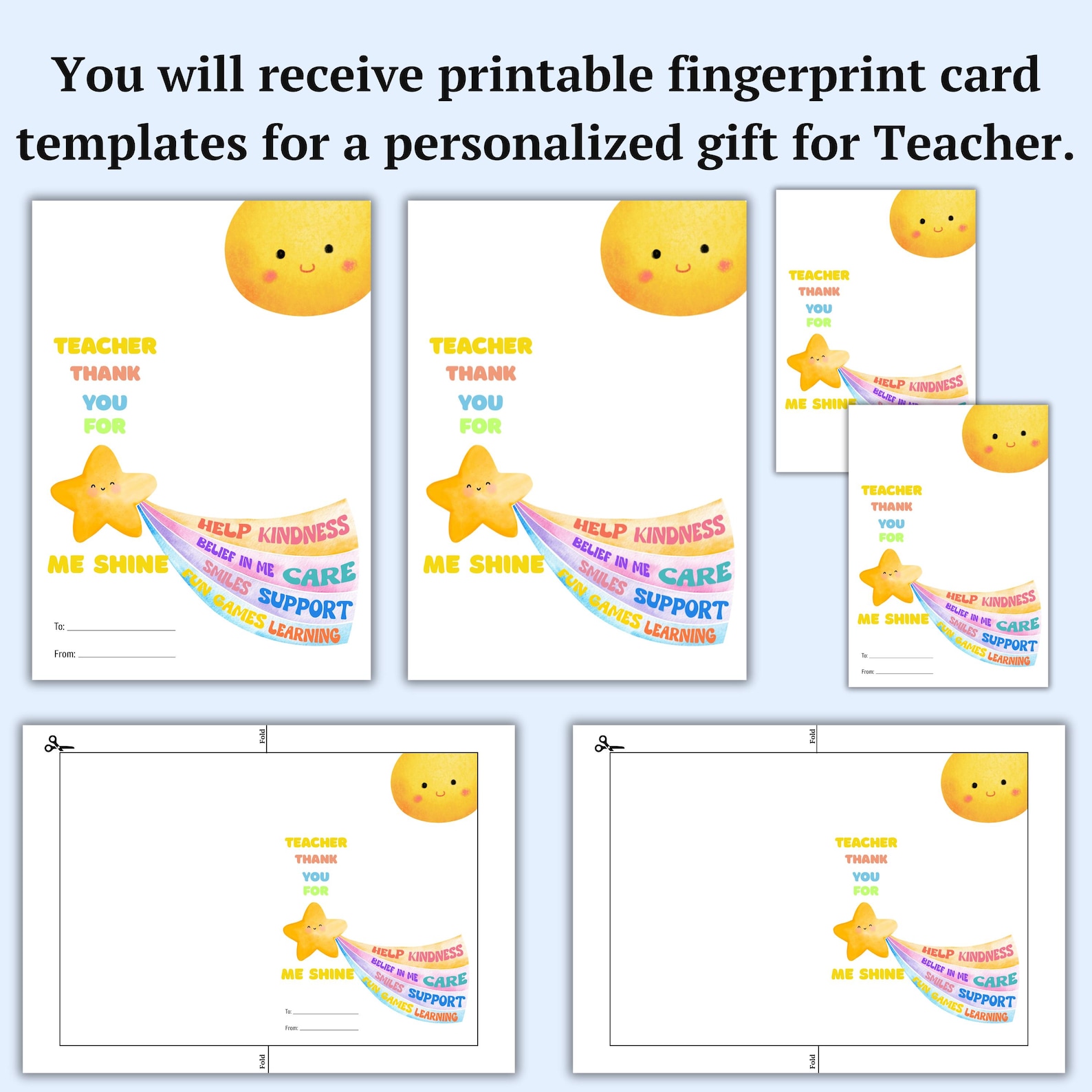 Fingerprint Teacher Appreciation Card: DIY Thank You Gift (digital ...