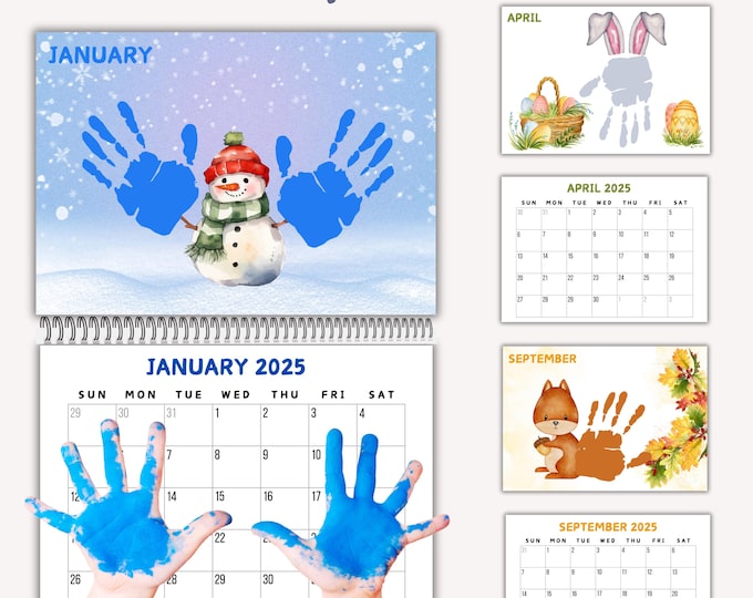 2025 Handprint Calendar | Handprint Art Craft | Kids Keepsake Gift ...