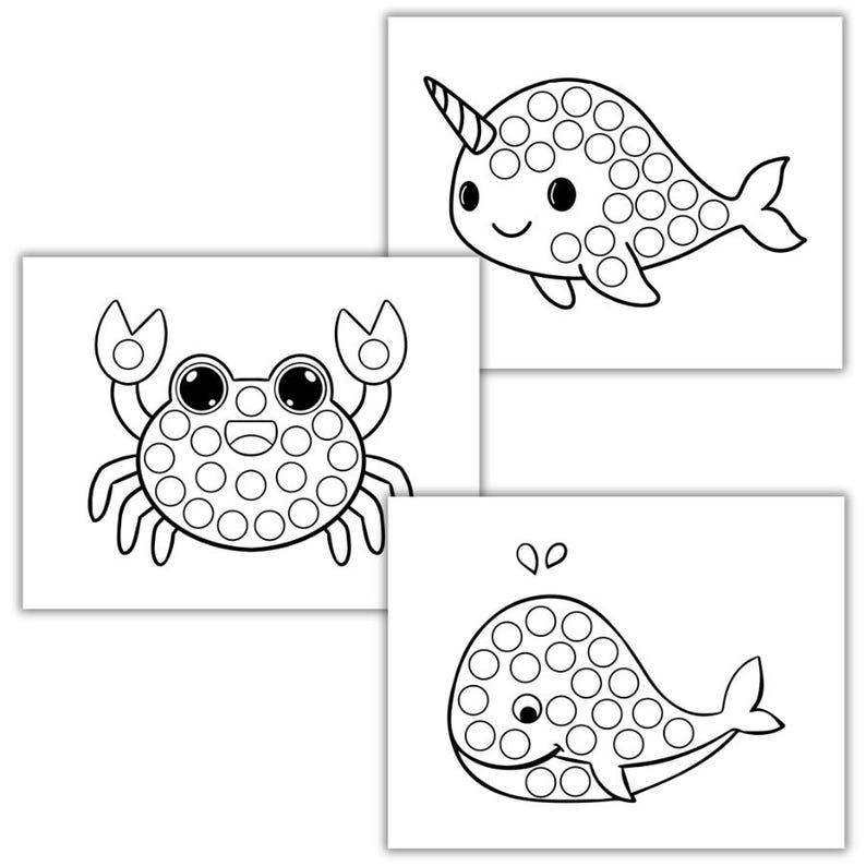 Ocean Animals Dot Marker Coloring Pages | Kids Printable Activity | PDF ...