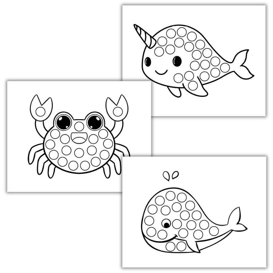 Ocean Animals Dot Marker Coloring Pages | Kids Printable Activity | PDF ...