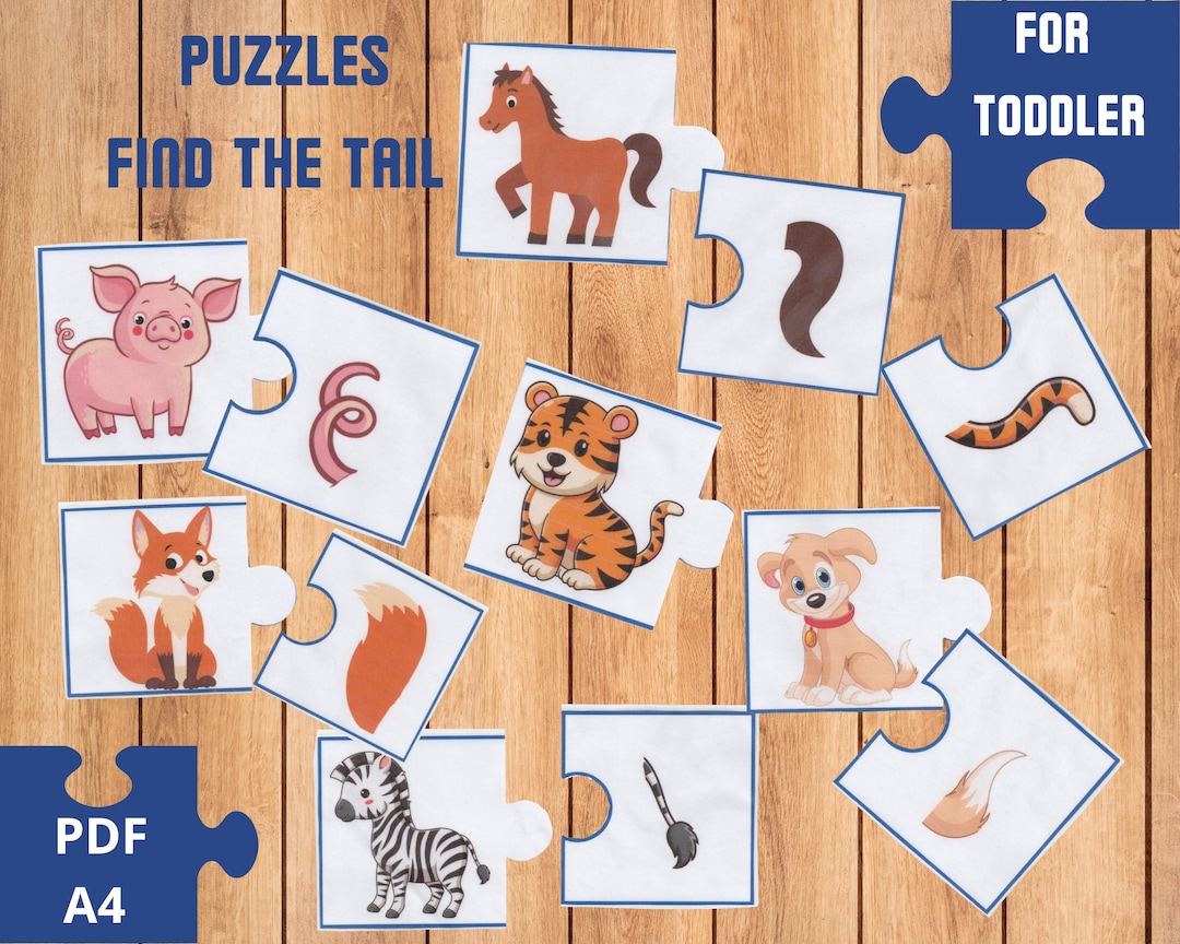 Educational Toddler Puzzle: Find the Tail Game Digital Download for ...