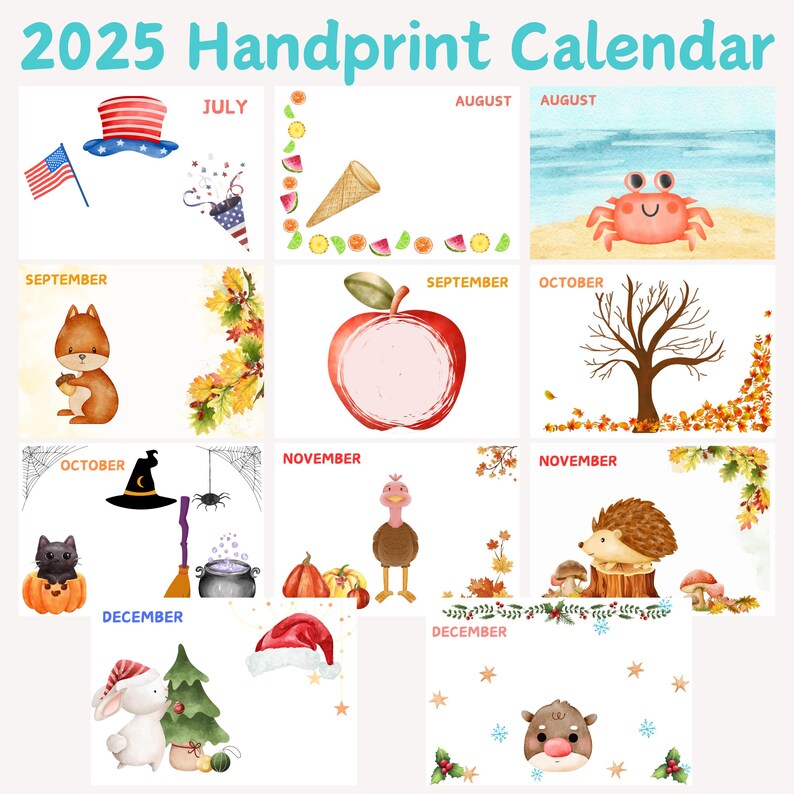 2025 Handprint Art Calendar for Kids: DIY Craft Bundle (printable) - Etsy