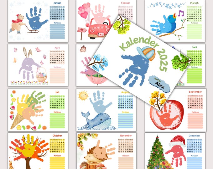 2025 Handprint Calendar | Handprint Art Craft | Kids Keepsake Gift ...
