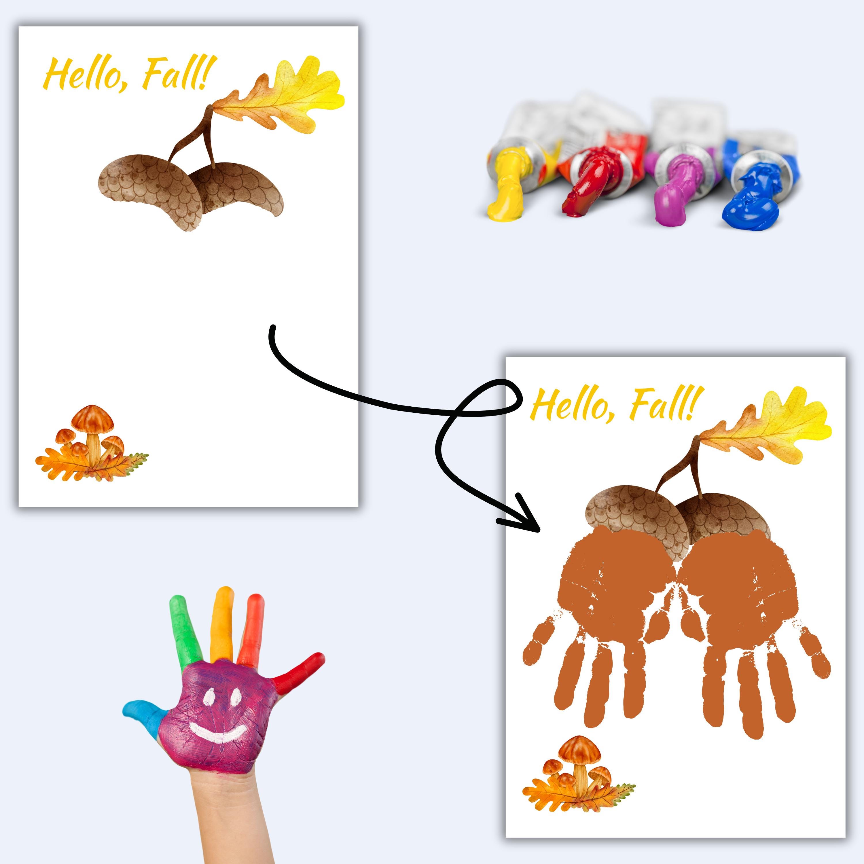 Handprint Acorn Fall Craft: Kids Autumn Keepsake Art (PDF Download) - Etsy