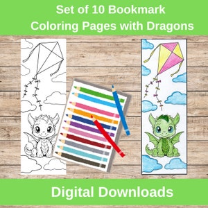 Dragon-themed Coloring Bookmarks for Kids Fun Digital Download Set Kids ...