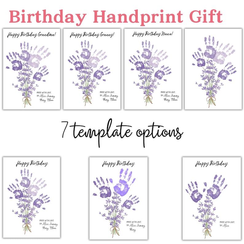 Handprint Flower Birthday Poster for Grandma: DIY Gift (digital ...