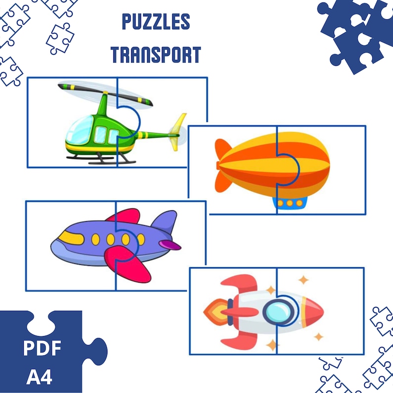 Transport Puzzles for Toddlers: Preschool Learning Game (PDF) - Etsy