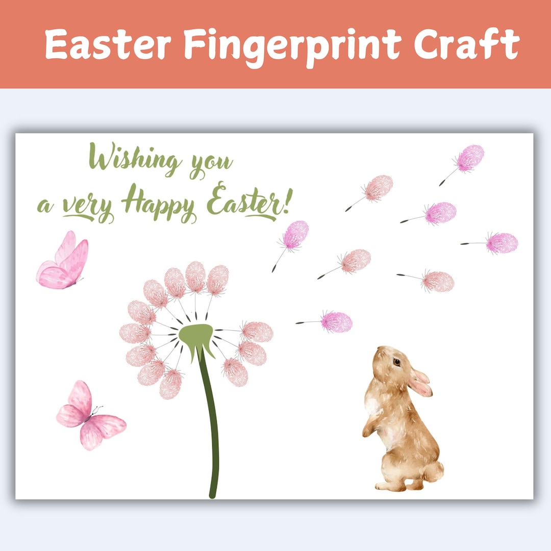 Happy Easter Fingerprint Craft: Kids Activity, Printable Template ...