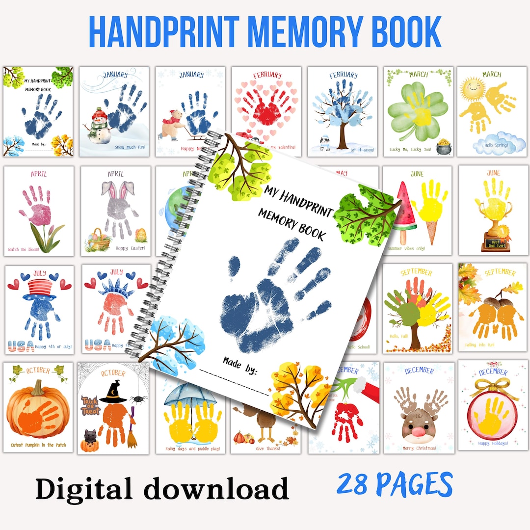 Handprint Art Keepsake: 12-month Memory Book (PDF Download A4/letter ...