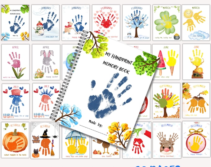Handprint Art Memory Book: Printable Kids Calendar Keepsake (PDF ...