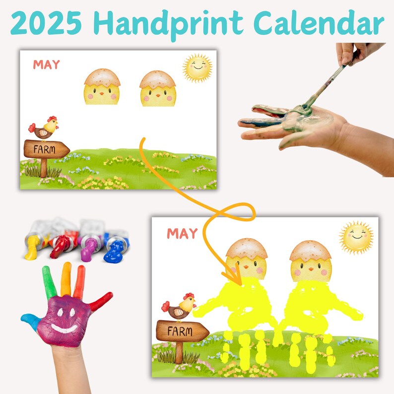 2025 Handprint Art Calendar for Kids Unique Gift Idea Printable ...