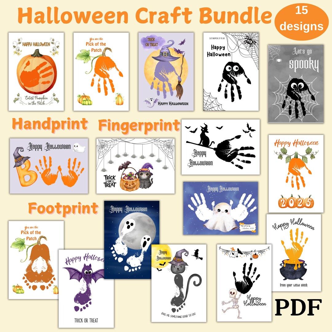 Halloween Handprint Footprint Art: Kids Craft Templates (digital ...
