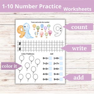 Worksheets Number Practice 1-10 | Counting, Writing | Kindergarten ...