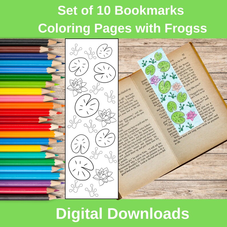 Frog Coloring Bookmarks: Kids' Craft Activity (digital Download) - Etsy