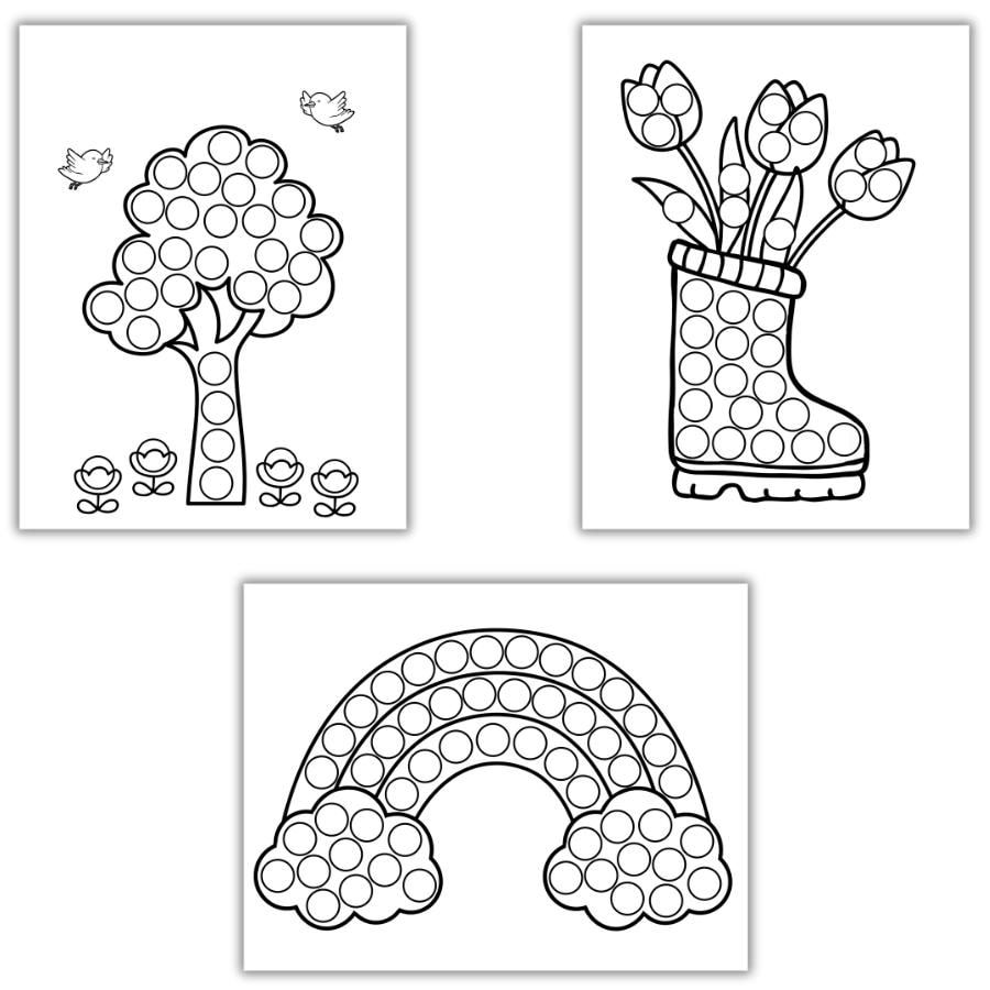 Spring Dot Marker Coloring Pages | Preschool Activity Printables ...