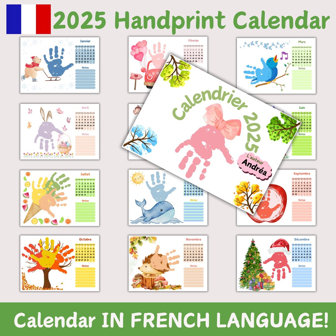 Calendar in French 2025 Handprint Calendar Handprint Art Craft Kids ...