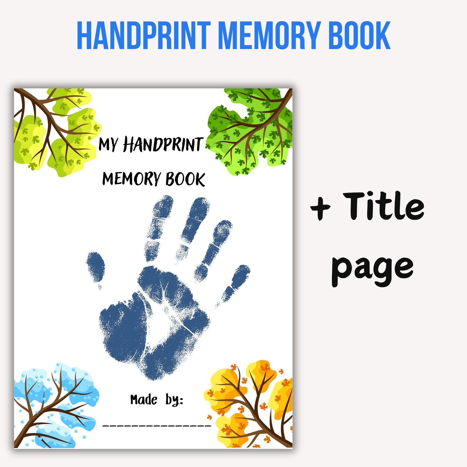Handprint Art Keepsake: 12-month Memory Book (PDF Download A4/letter ...
