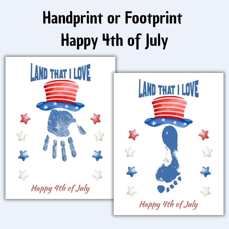USA Independence Day Handprint Footprint Craft: 4th of July Keepsake ...