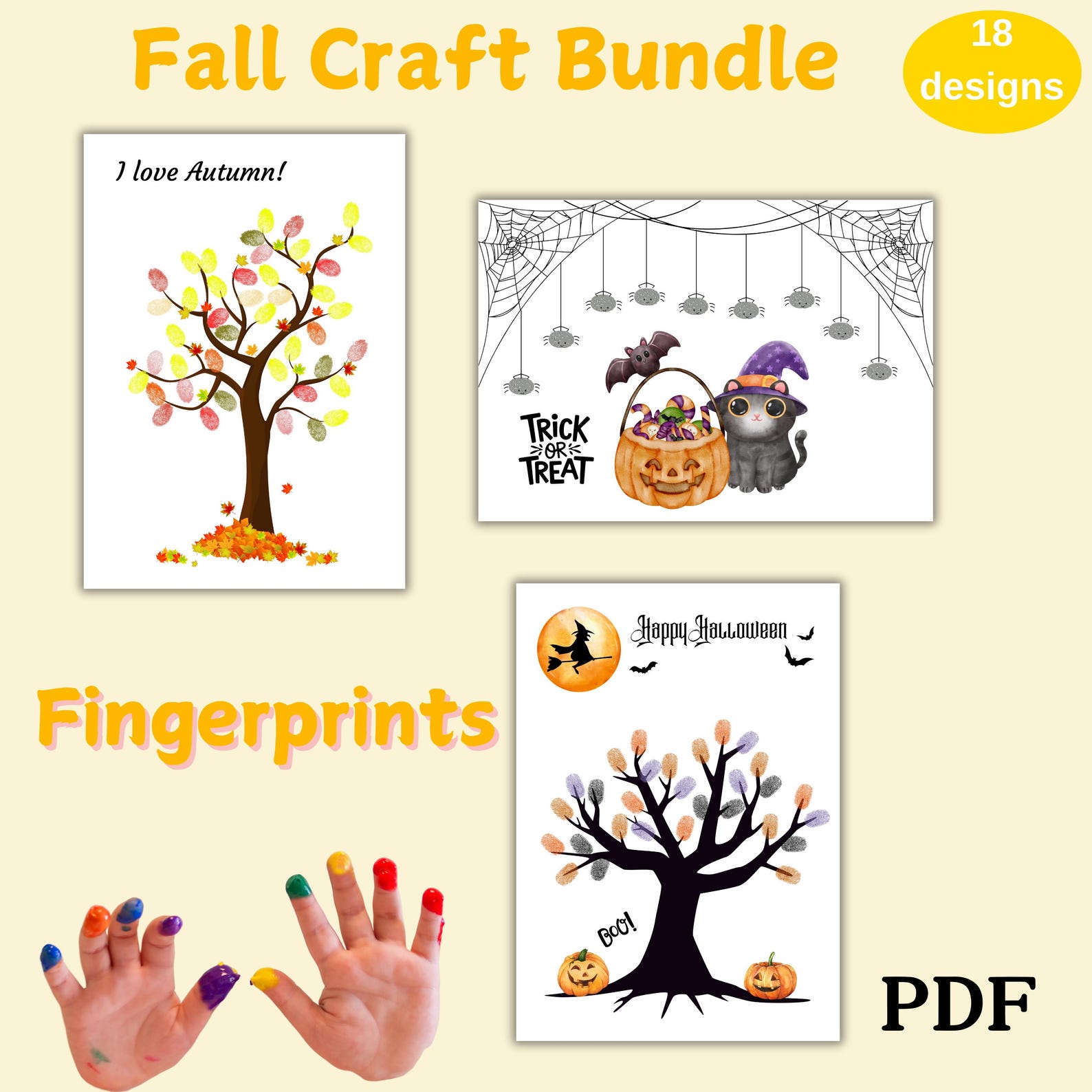 Fall Handprint & Footprint Art: Kids Autumn Keepsake (PDF Download) - Etsy