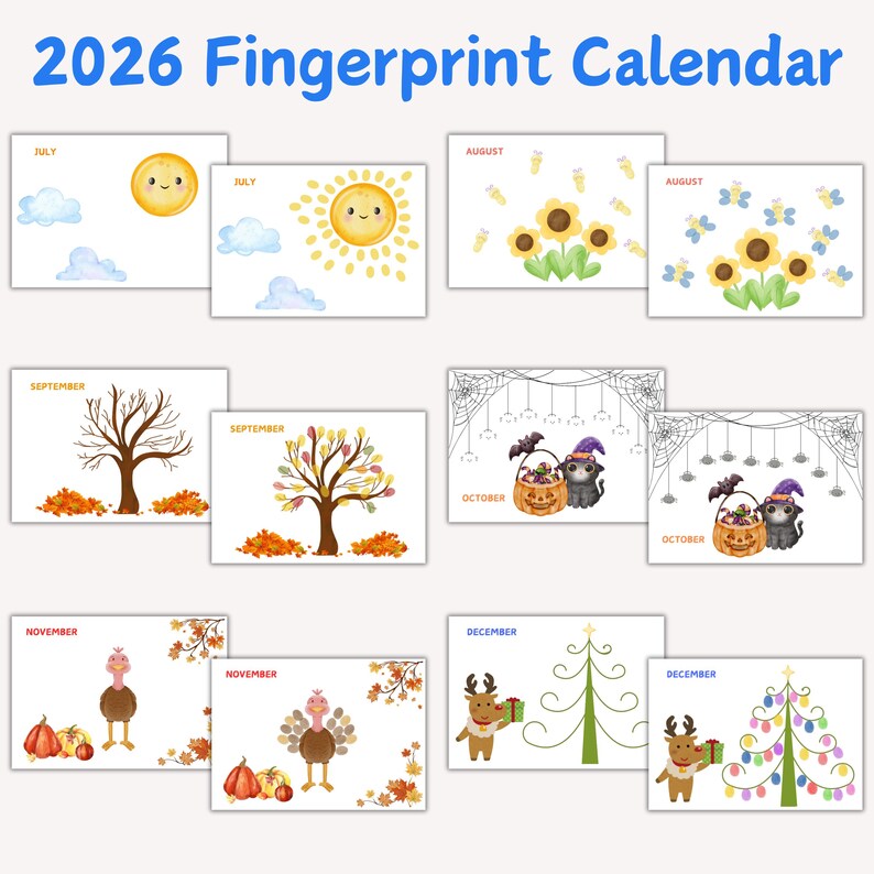 2026 Fingerprint Calendar DIY Craft: Kids Keepsake Gift (printable ...
