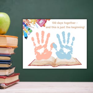 100 Days of School Handprint Template – Printable Digital Design for ...