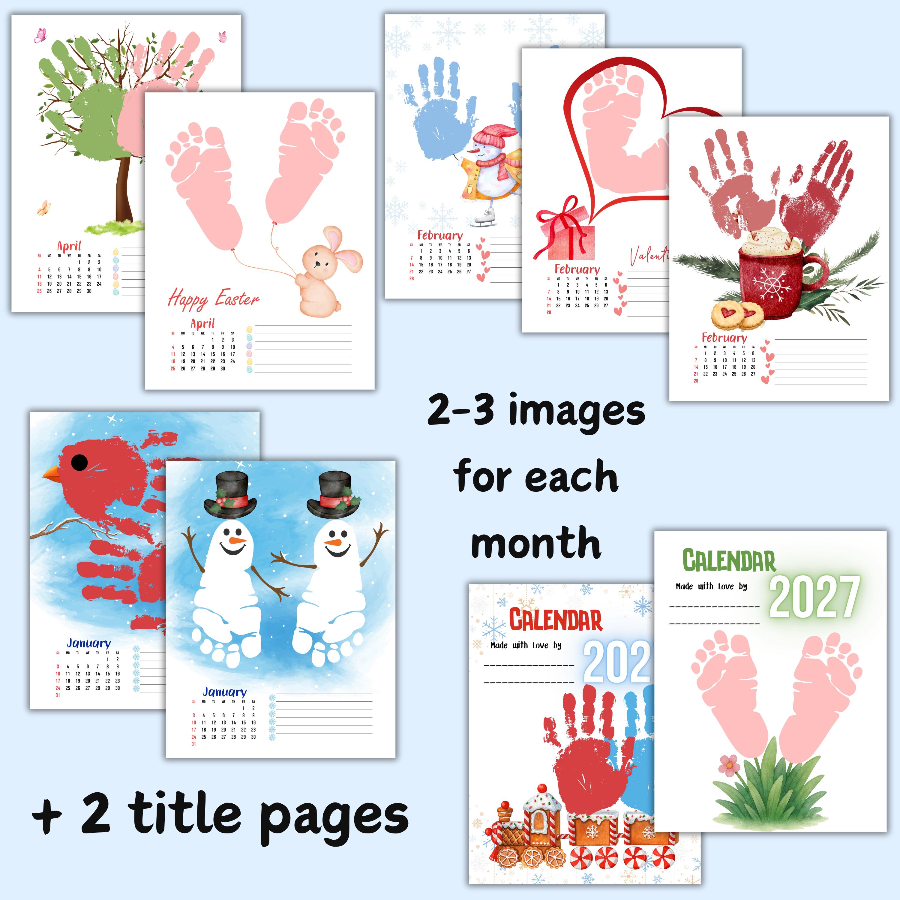 2027 Handprint & Footprint Art Calendar | Printable Kids Calendar ...