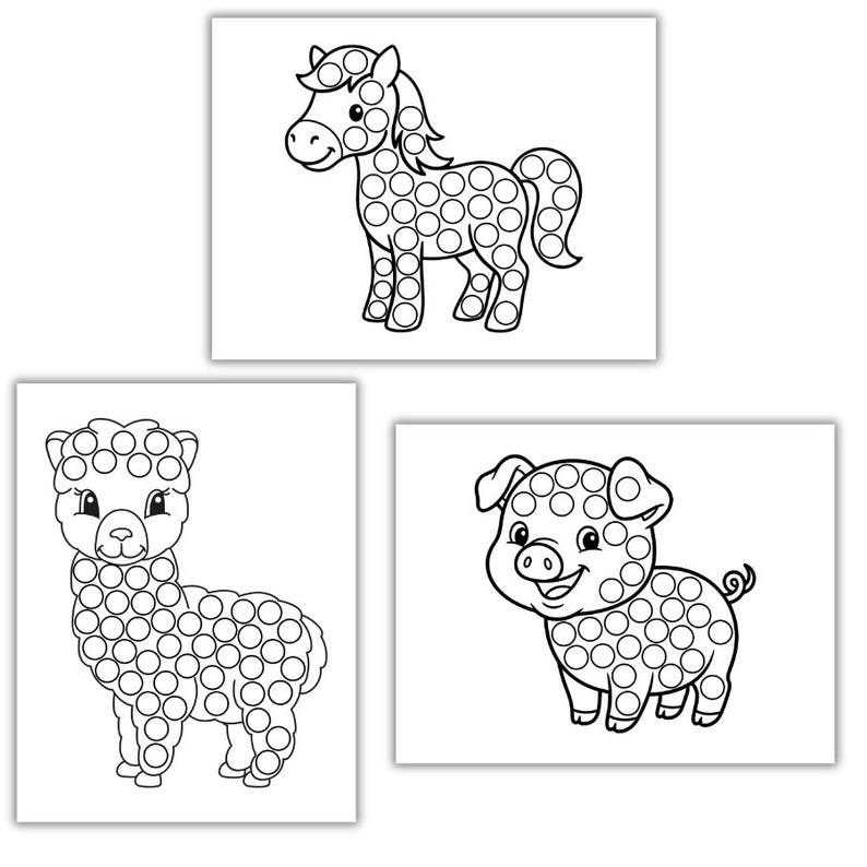Farm Animals Dot Marker Coloring Pages | 20 Do a Dot Printables (PDF ...