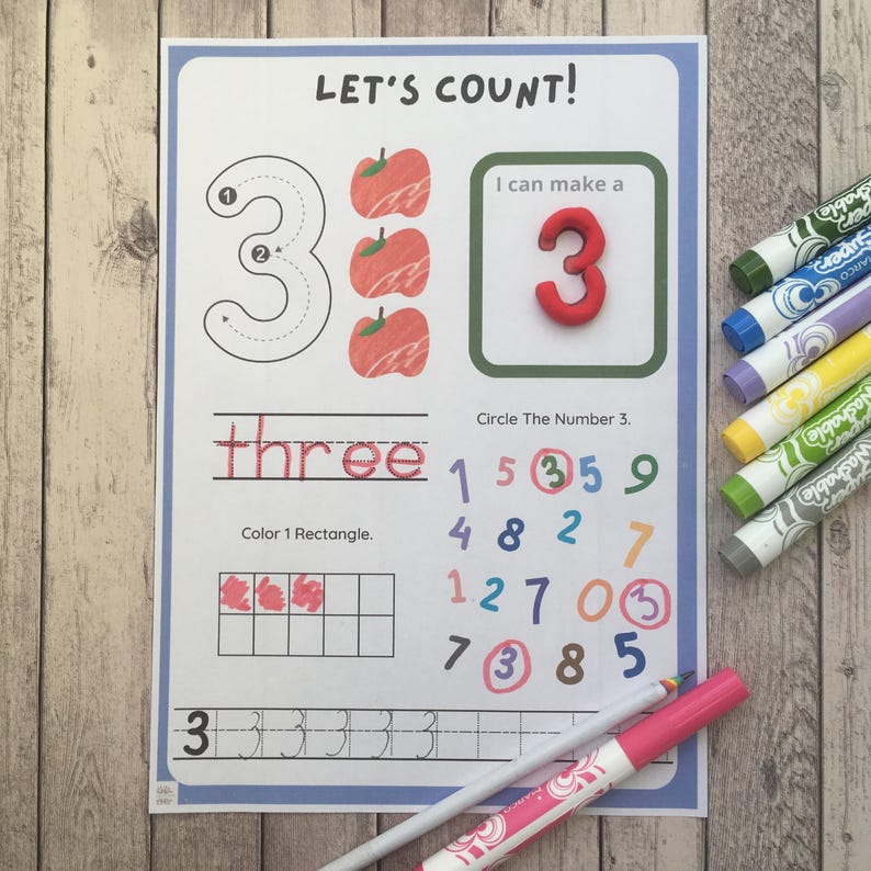 Preschool Number Practice 1-10 Worksheet for Kids Learning Counting ...